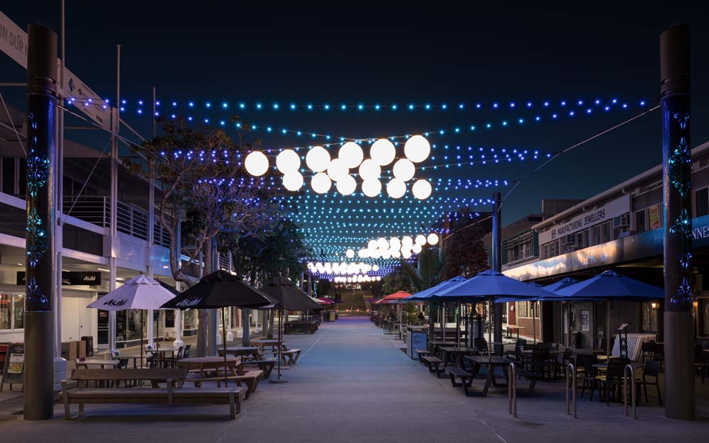 Wharf Street Catenary Lighting by Ronstan Tensile Architecture
